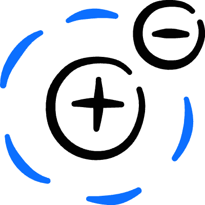 Science Atom Positive Negative icon - Free Download PNG & SVG | Streamline