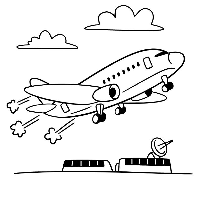 plane taking off drawing